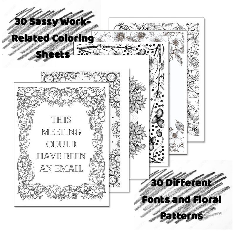 I Hate Work Adult Coloring Sheets to Relieve Stress & Anger Color ...