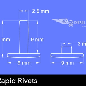 Rapid Rivets - Double Cap Rivet - 9 Mm Rivets - 100 Pck - Etsy