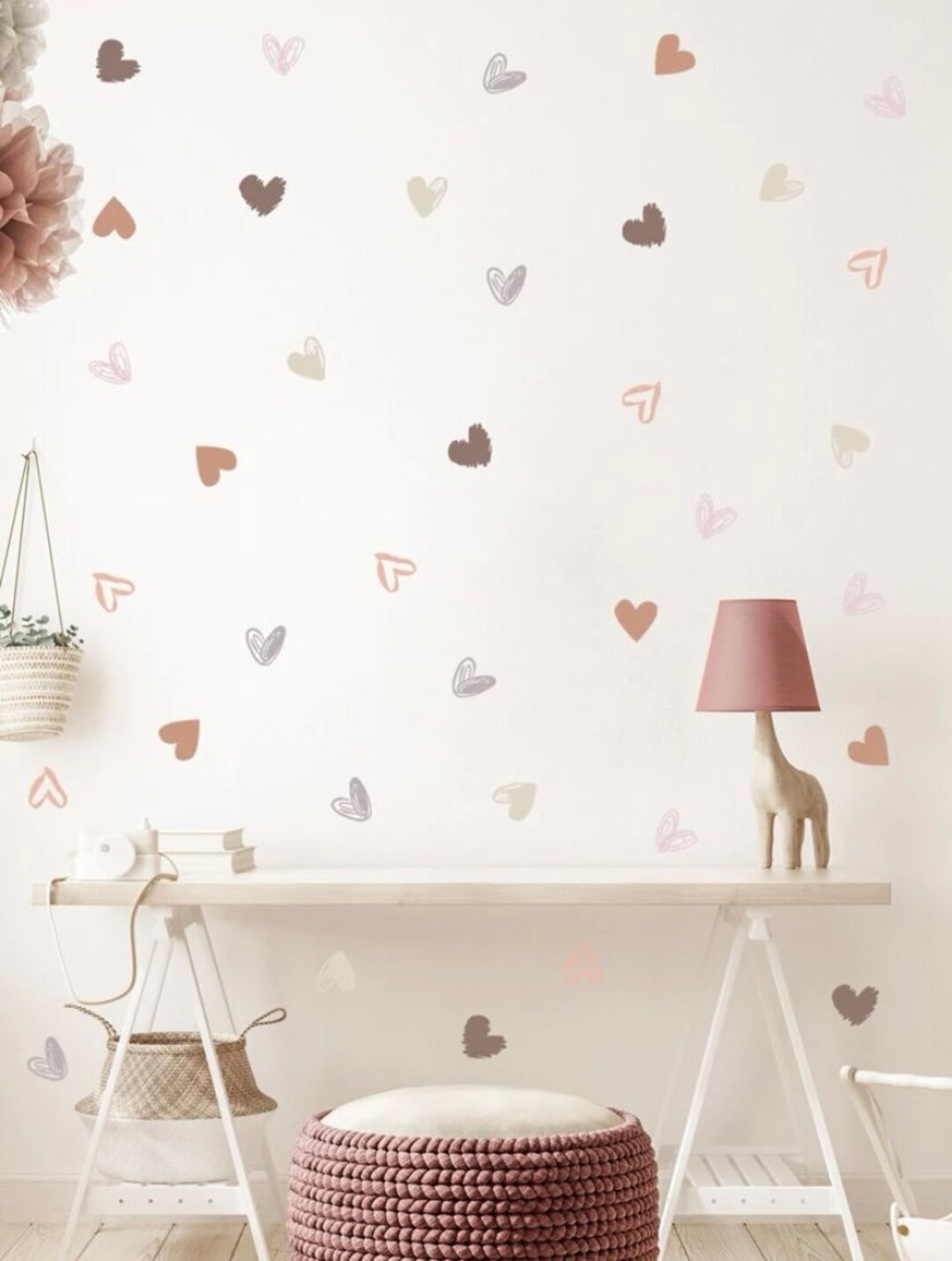 Nordic Heart Natural Neutral Wall Decal Wall Furniture Stickers - Etsy
