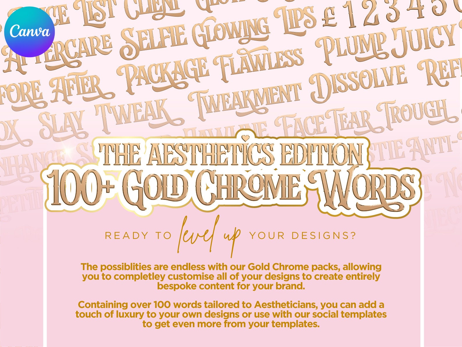 100 Chrome PNG Words for Aesthetics Injectors. Botox, Filler ...