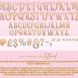 Chrome PNG Alphabet Clip Art. Calligraphy Gold Luxury Text. Transparent ...