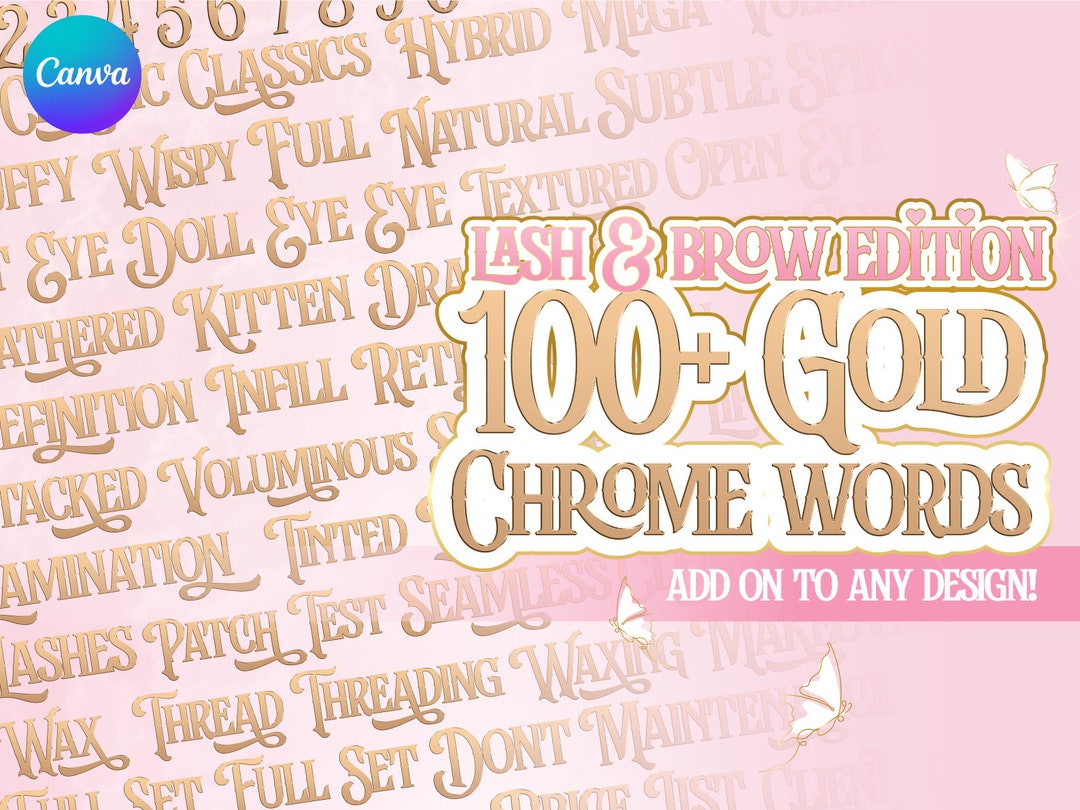 100+ Chrome PNG Words for Lash Tech, Brow Tech, Tint, Wax, Threading ...