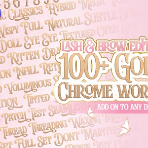 100+ Chrome PNG Words for Lash Tech, Brow Tech, Tint, Wax, Threading ...
