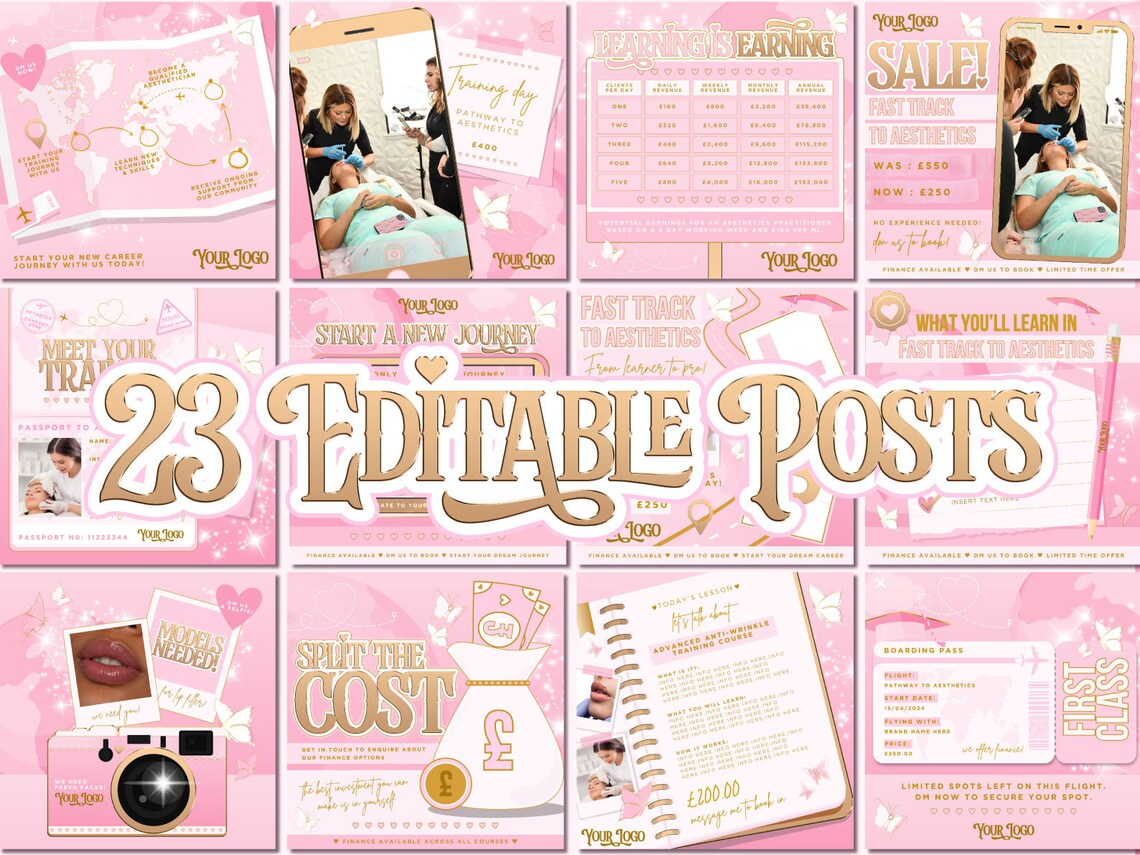 Aesthetics Training Academy Instagram Templates, Editable Canva Beauty ...