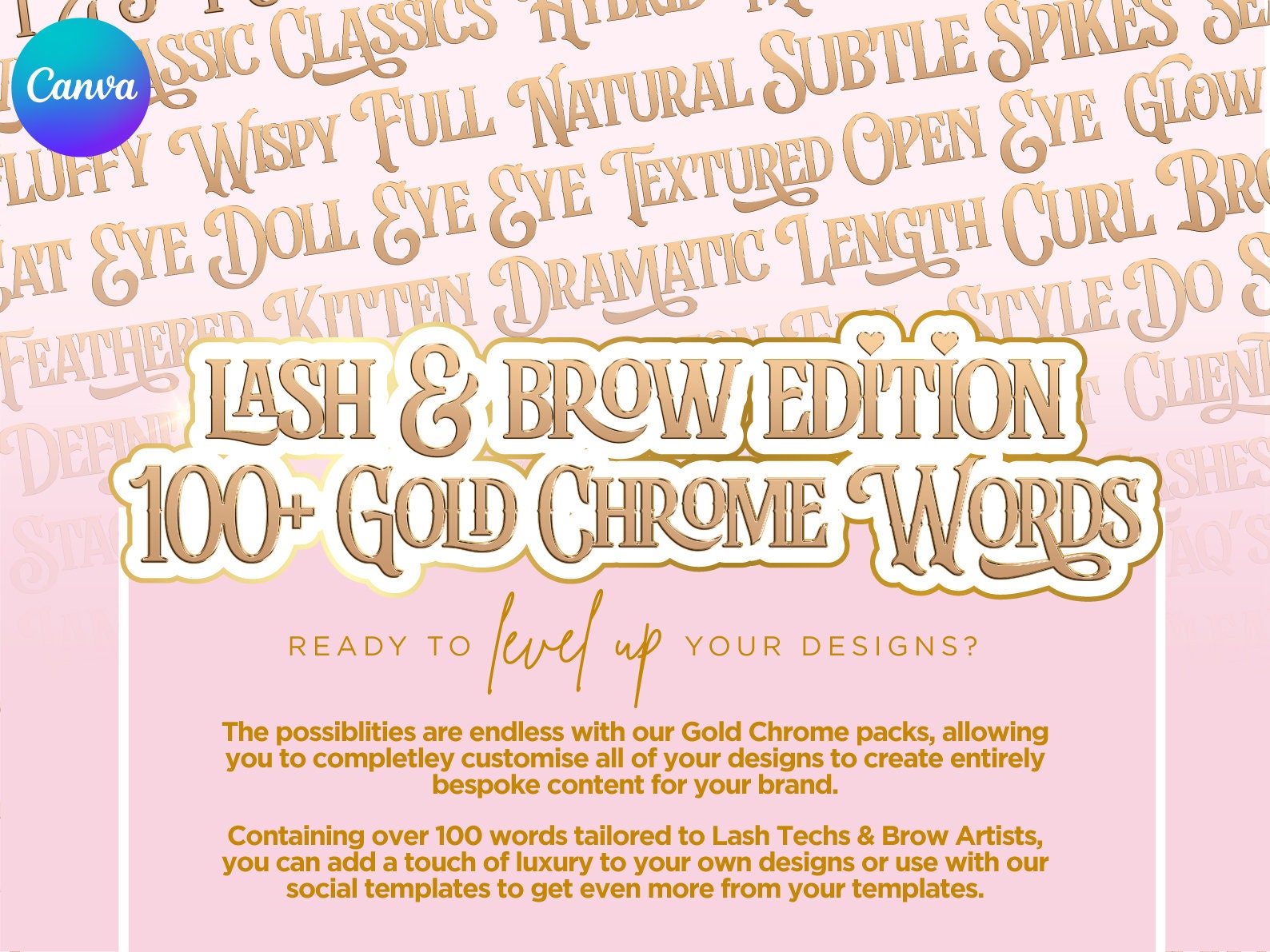 100 Chrome PNG Words for Lash Tech, Brow Tech, Tint, Wax, Threading ...