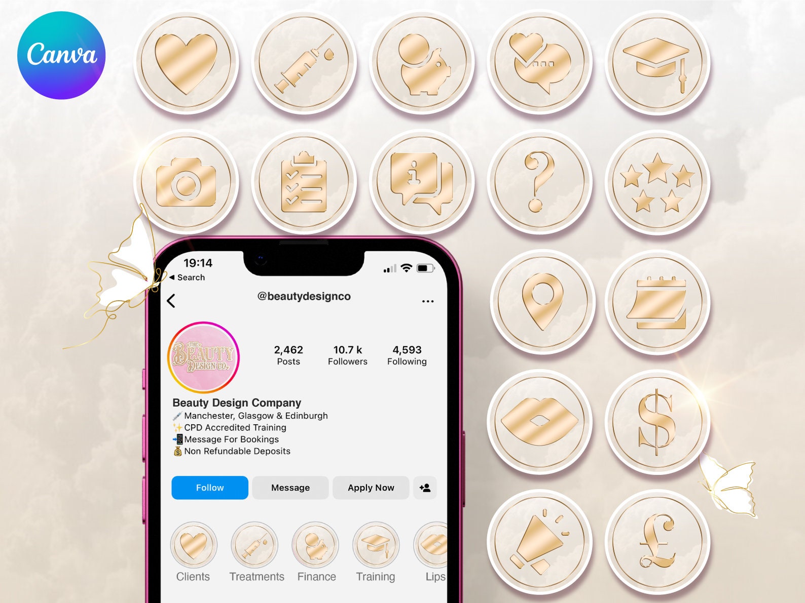 16 Beige & Gold Instagram Highlight Covers for Aesthetics (digital ...