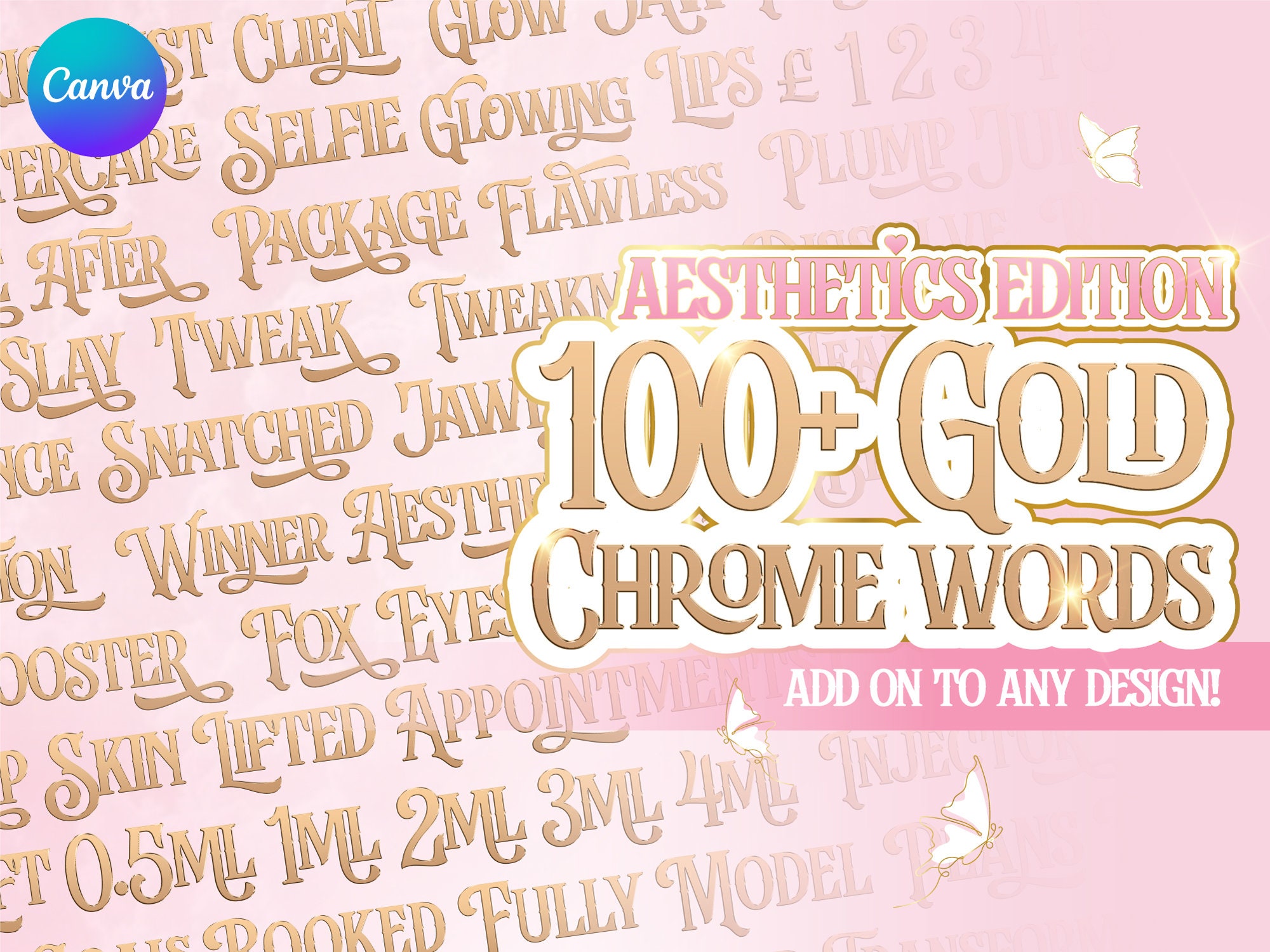 100 Chrome PNG Words for Aesthetics Injectors. Botox, Filler ...