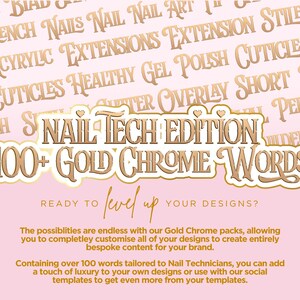 100+ Chrome PNG Words for Nail Tech & Nail Artist. Calligraphy Gold ...