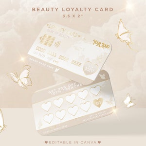 Beauty Loyalty Card Template, Beige & Gold, Customizable on Canva ...