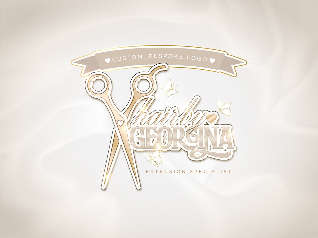 Custom Hair Salon Logo, Scissors & Butterfly Branding - Etsy