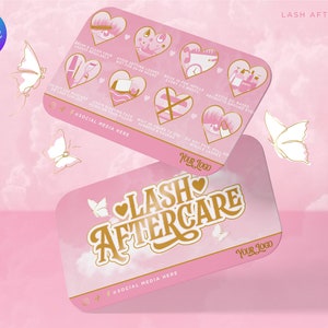 Lash Tech Aftercare Card Canva Template. Pink & Gold Luxury, 3.5" X 2 ...