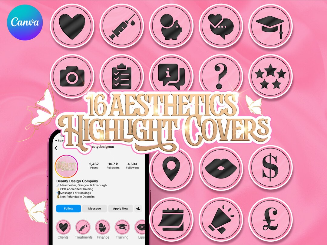 Aesthetics Highlight Covers, Pink & Black Luxury Beauty Story (digital ...