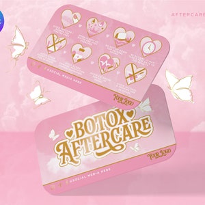 Botox Aftercare Card Canva Template. Pink & Gold Luxury, 3.5" X 2 ...