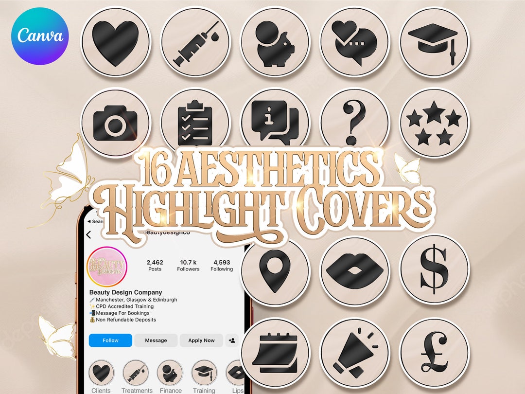 Aesthetics Instagram Highlight Covers, Neutral Beige & Black (digital ...