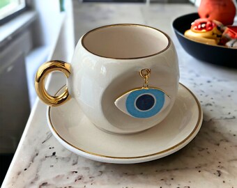 Happy Handmade Ceramic Evil Eye Mug - Etsy