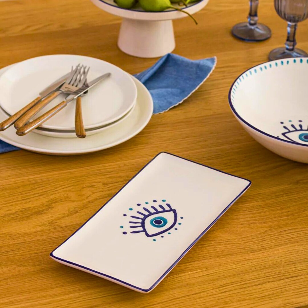 Eye Printed Boat Plate 29x15 Cmevil Eye Plateevil Eye Home - Etsy