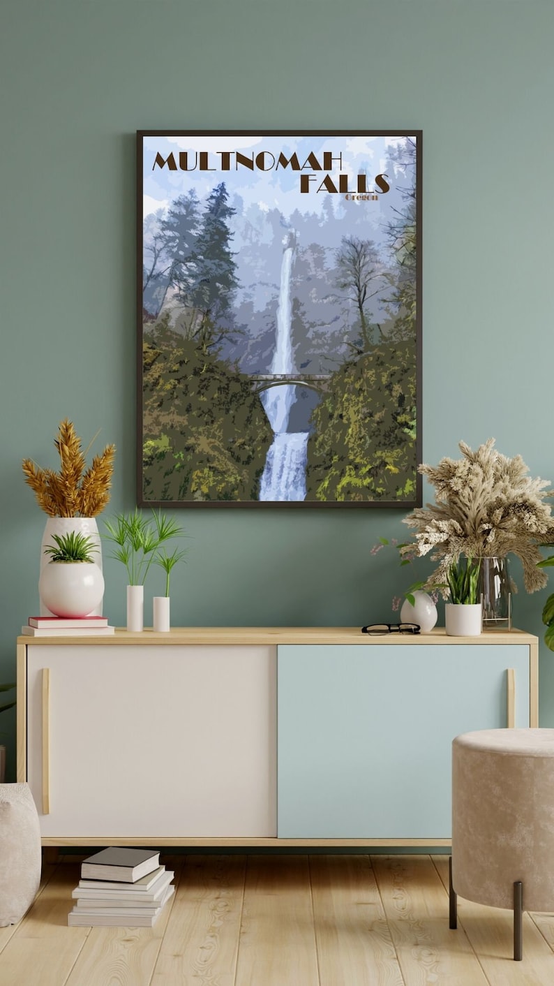Multnomah Falls Poster | Wall Art | Digital Art | Art Print | Digital ...