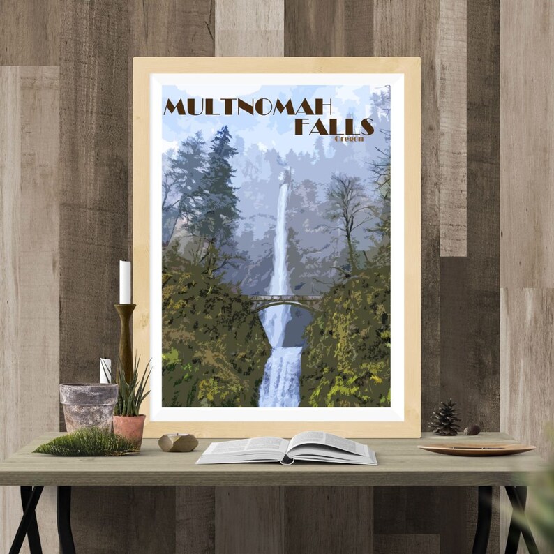 Multnomah Falls Poster | Wall Art | Digital Art | Art Print | Digital ...