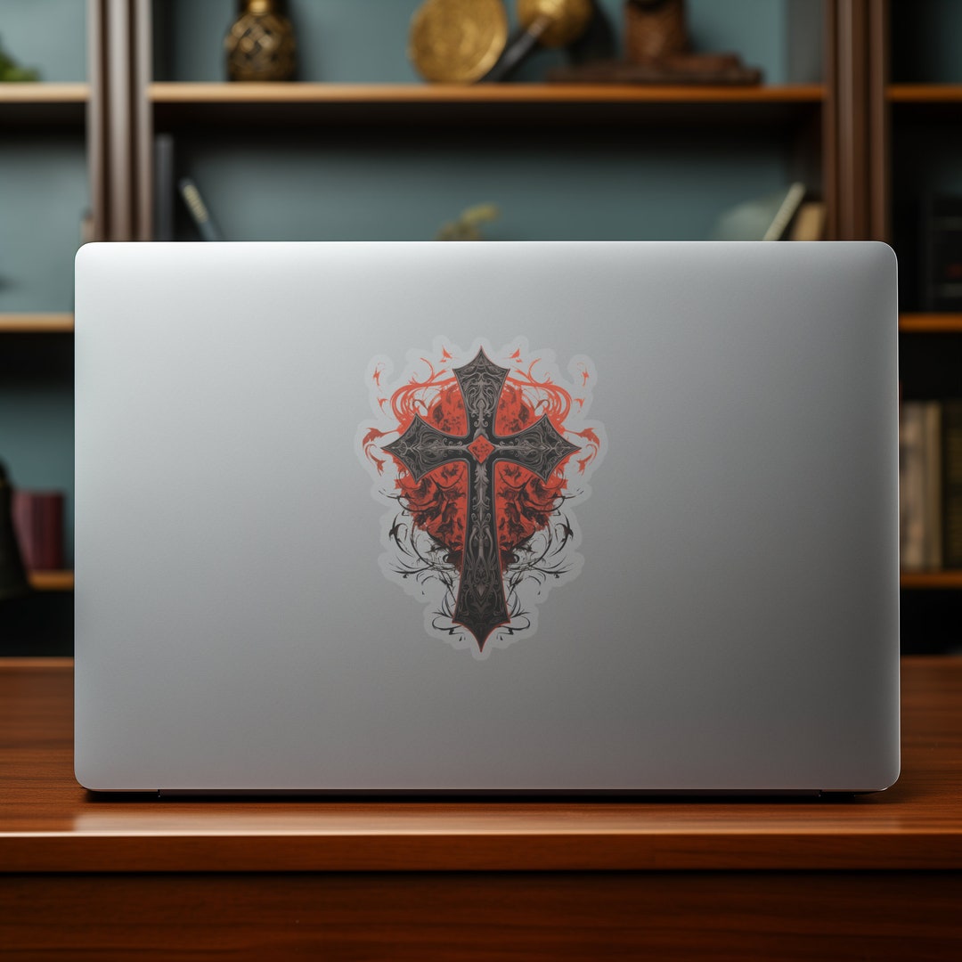 Gothic Cross Sticker Christian Laptop Sticker Cross Tumbler Sticker Mug ...