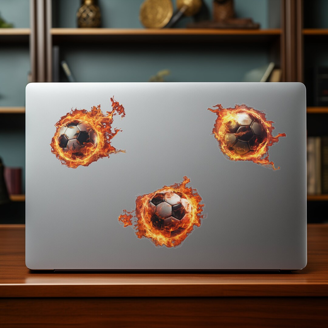 Soccer Ball Decals Soccer Player Gift Soccer Decals Fiery Soccer Ball ...