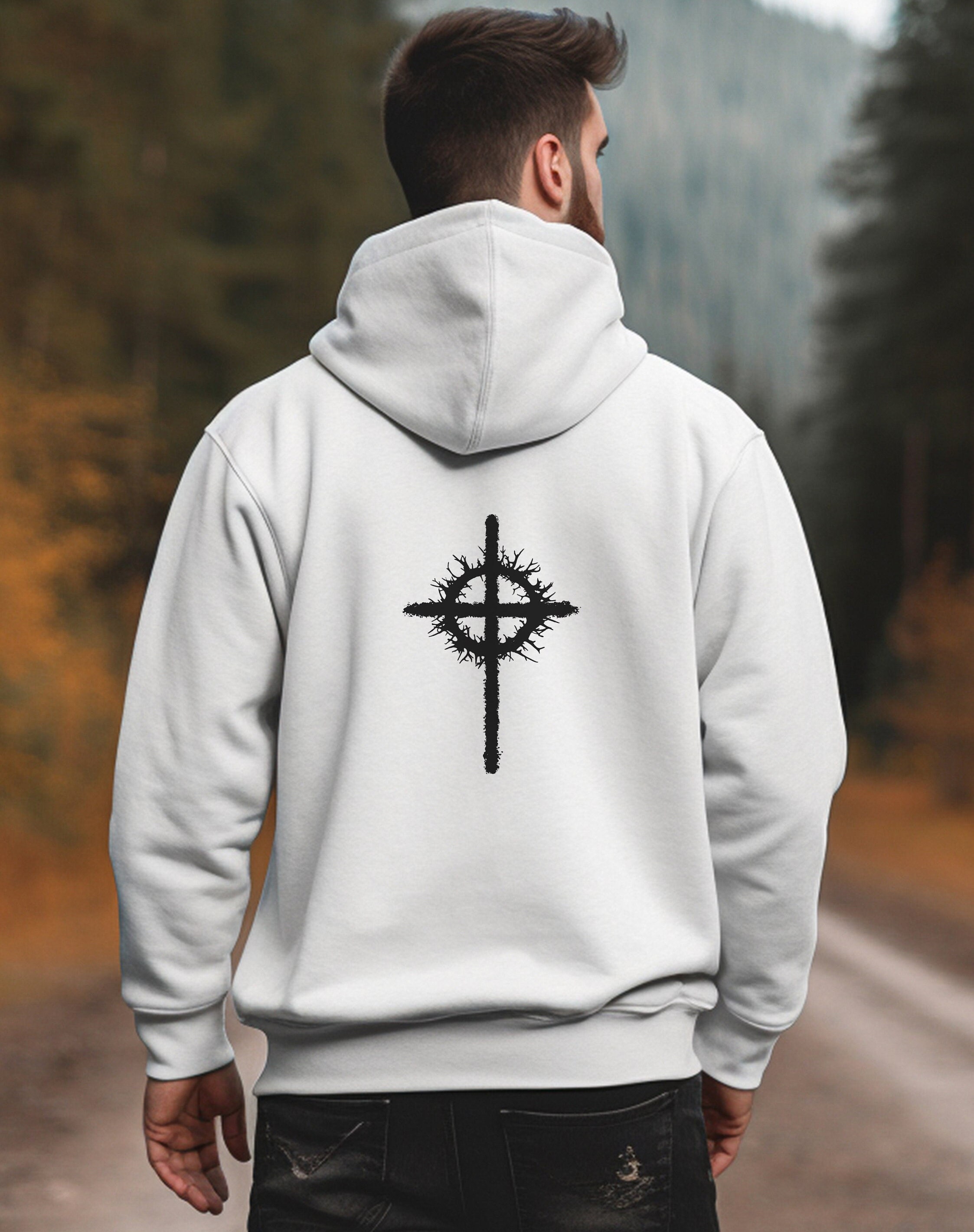 Christian Cross Hoodie Crown of Thorns Christian Streetwear Hoodie ...
