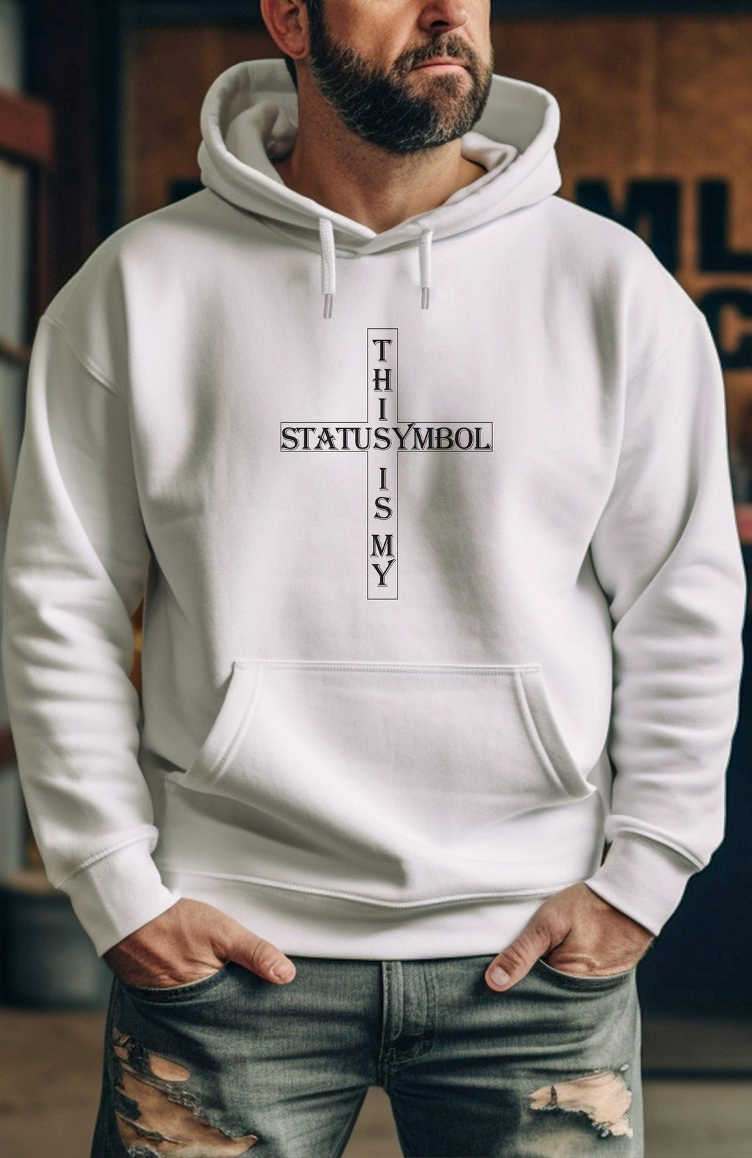 Cross Symbol Hoodie Cross Status Symbol Front & Back Christian Hoodie ...