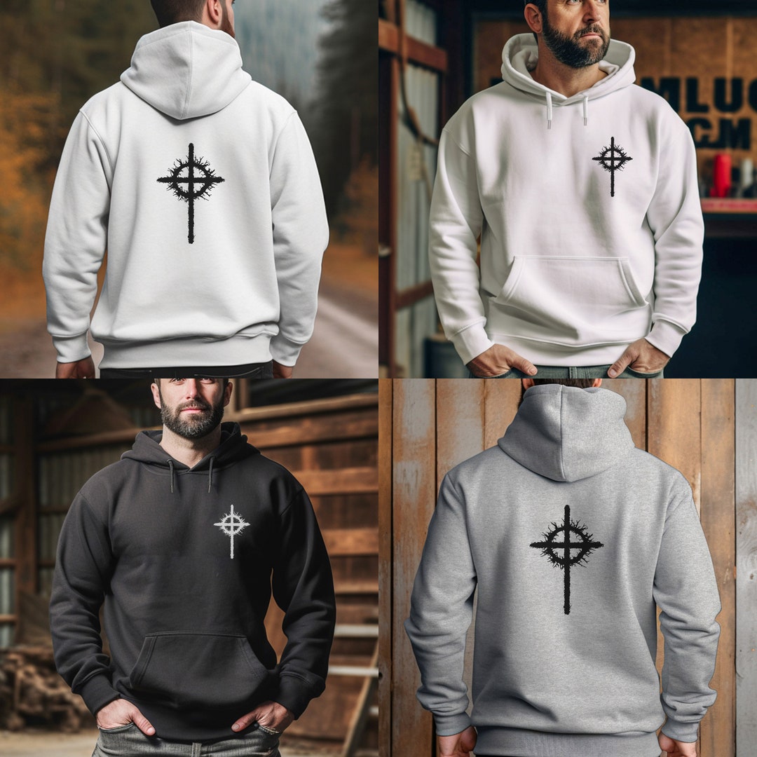 Christian Cross Hoodie Crown of Thorns Christian Streetwear Hoodie ...