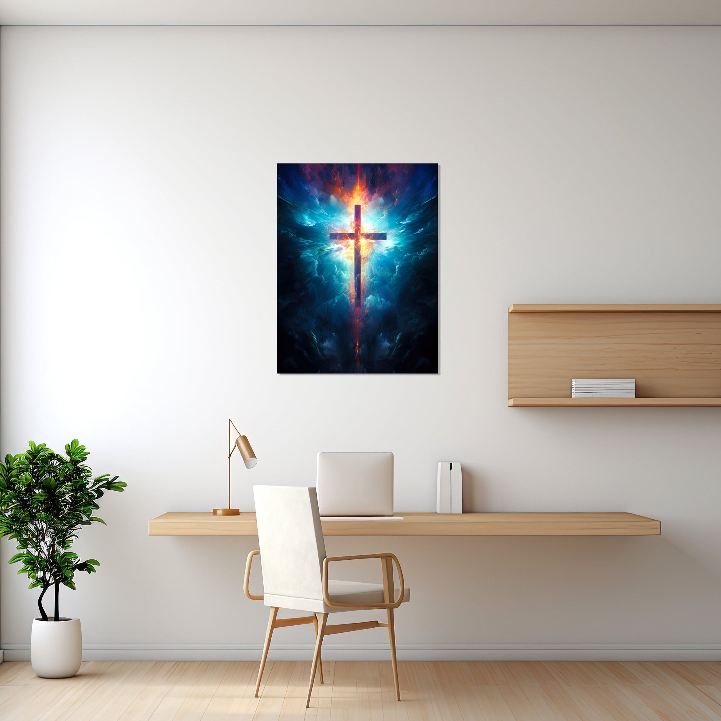Heavenly Cross Wrapped Canvas Print Cross Fine Art Canvas Print ...