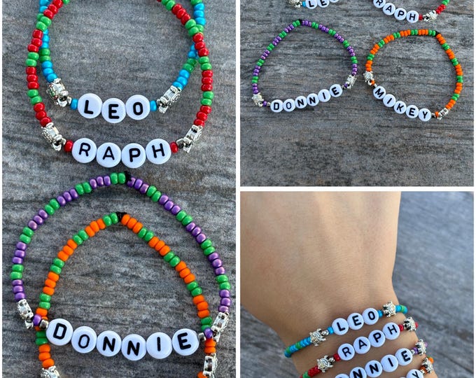 TMNT Beaded Name Bracelets - Etsy