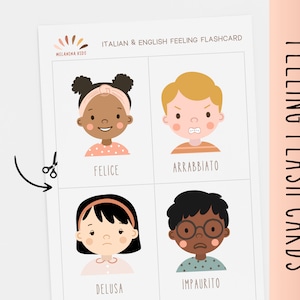Flashcard Emotions Italian, Feelings Card, Printable Education ...