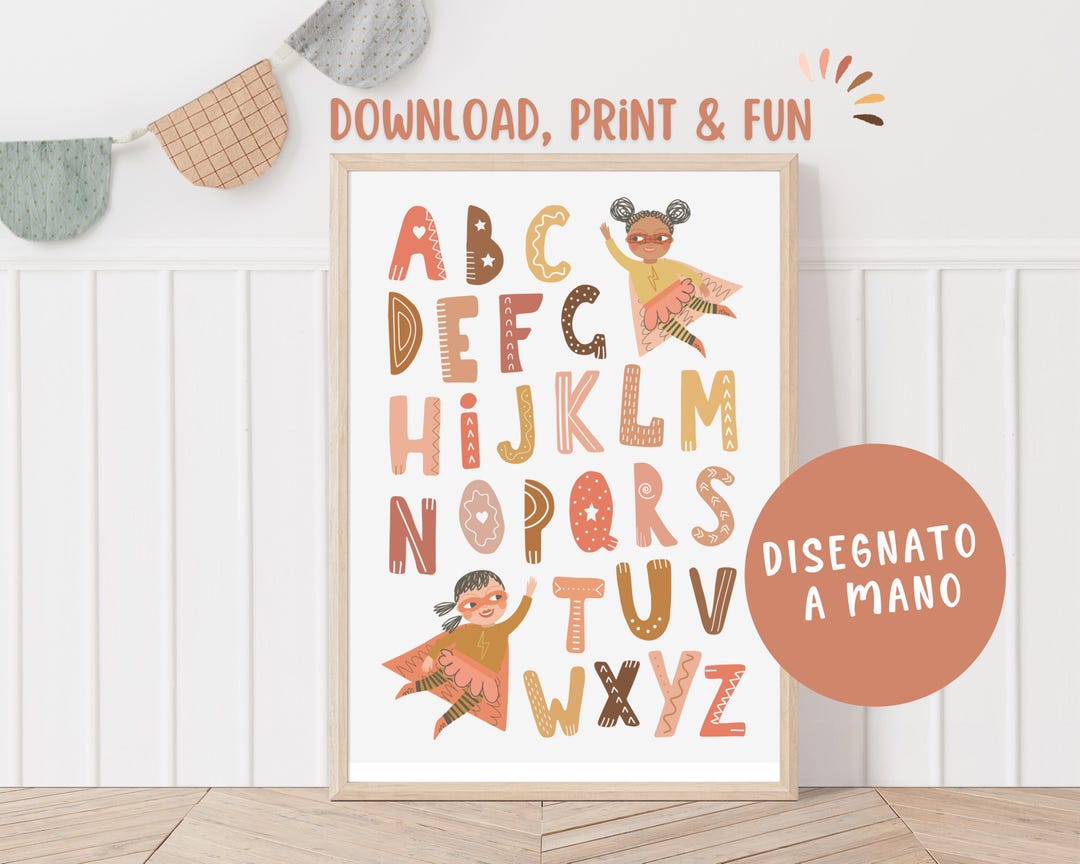 Kids Alphabet Poster - Educational Wall Art, Diversity and Inclusion ...