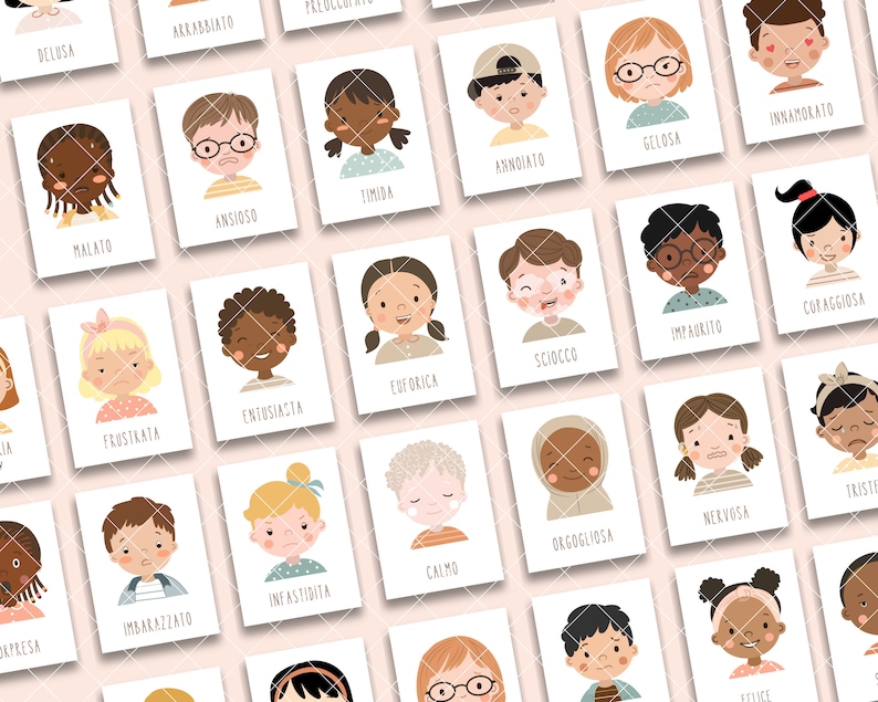 Flashcard Emotions Italian, Feelings Card, Printable Education ...