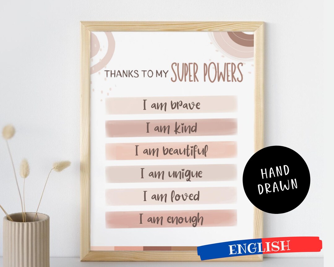 Children's POSTER My Super Powers, Wall Decor for Kids, Classroom ...
