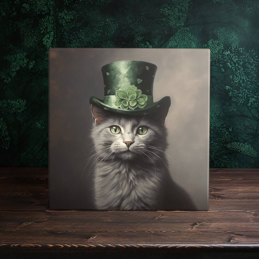 The Aristocat – Elegant Hand-crafted Gray Cat Ceramic Tile for Refined ...