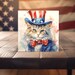 Patriotic Purr - Uncle Sam Inspired Cat Watercolor Art Tile for ...