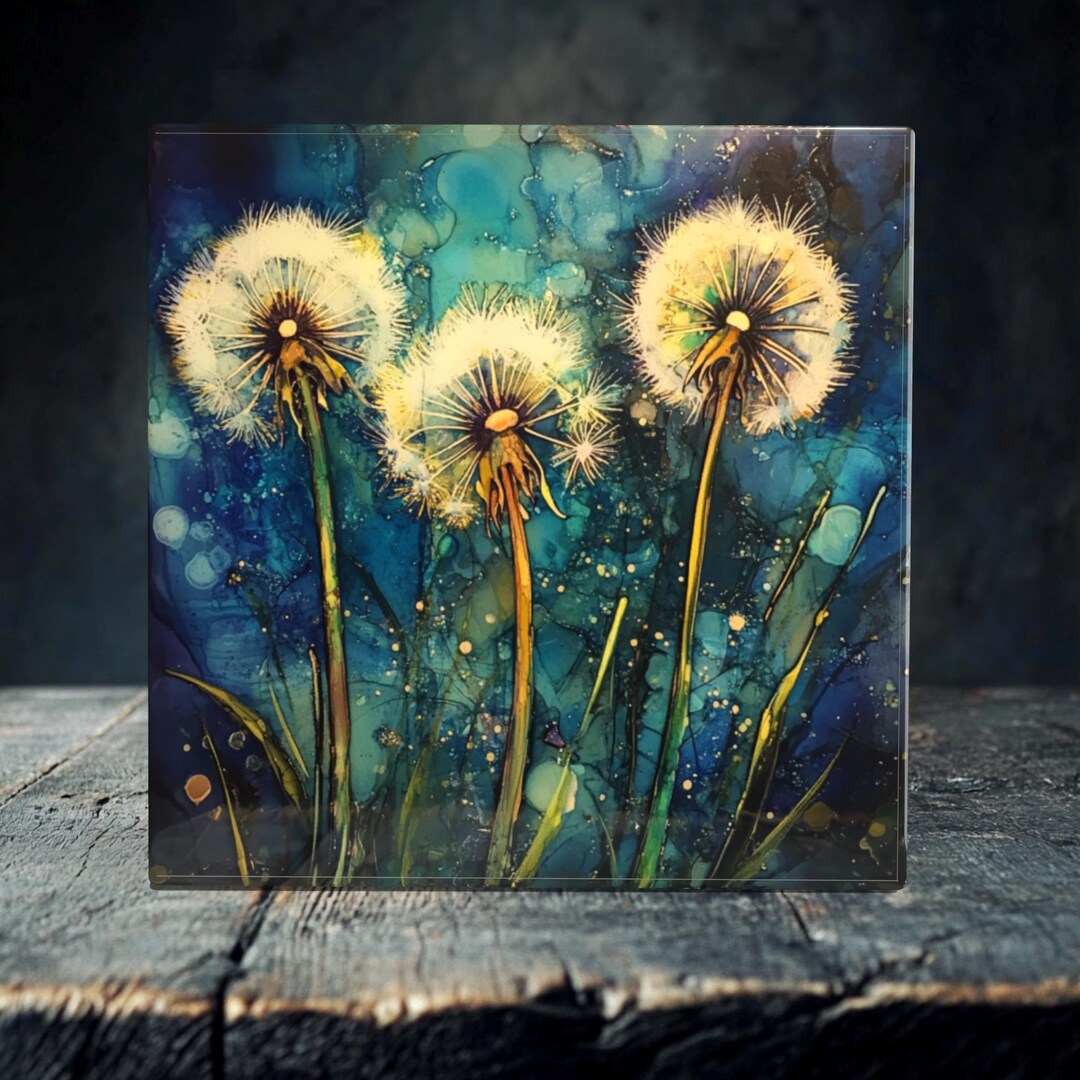 Dreamy Dandelions Porcelain Tile Art - Whimsical Floral Decor for Your ...