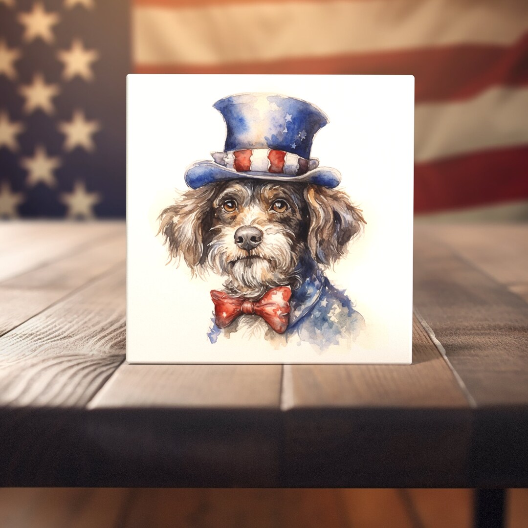 Patriotic Pooch Portraiture - Uncle Sam Inspired Canine Watercolor Art ...