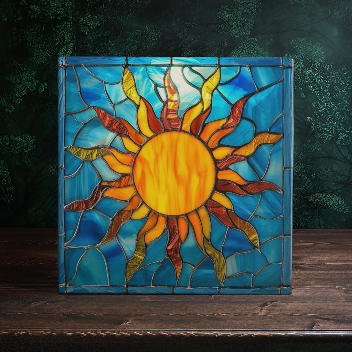 Solar Radiance Decorative Ceramic Tile Stained Glass-like Crafted ...