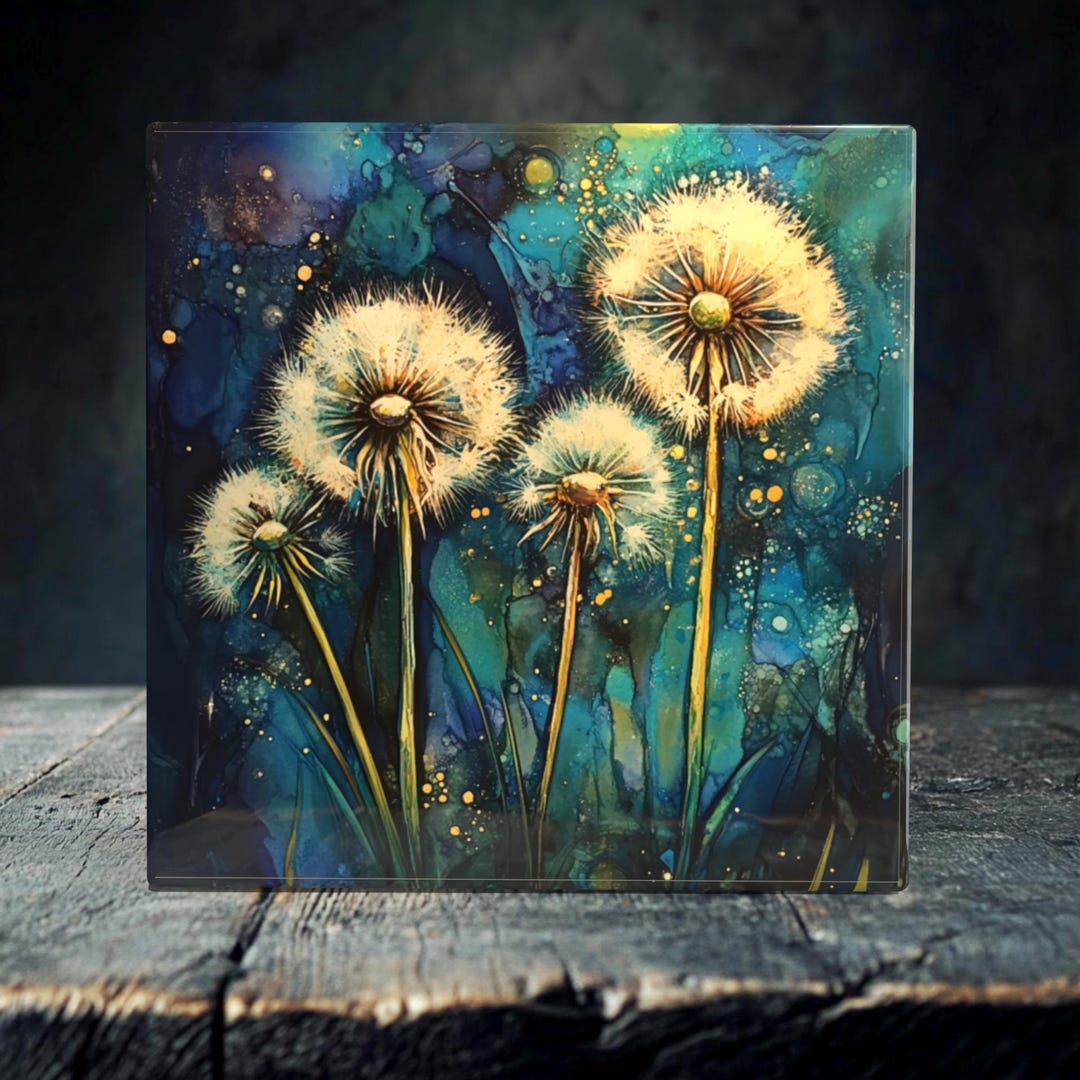 Magical Dandelions Porcelain Tile Art - Enchanting Floral Decor for ...