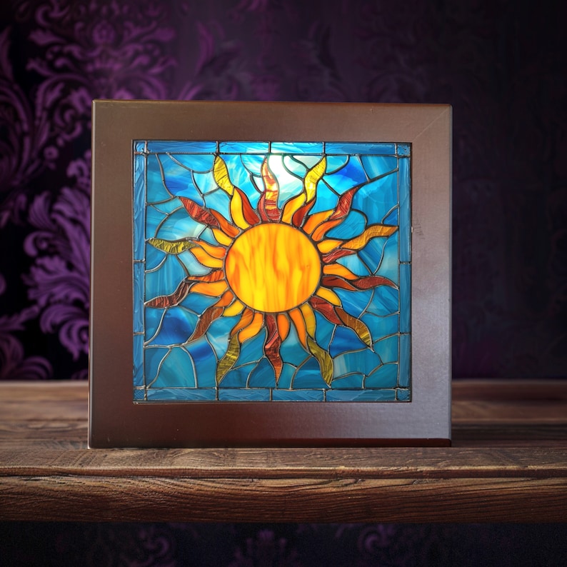 Solar Radiance Decorative Ceramic Tile - Stained Glass-like Crafted ...