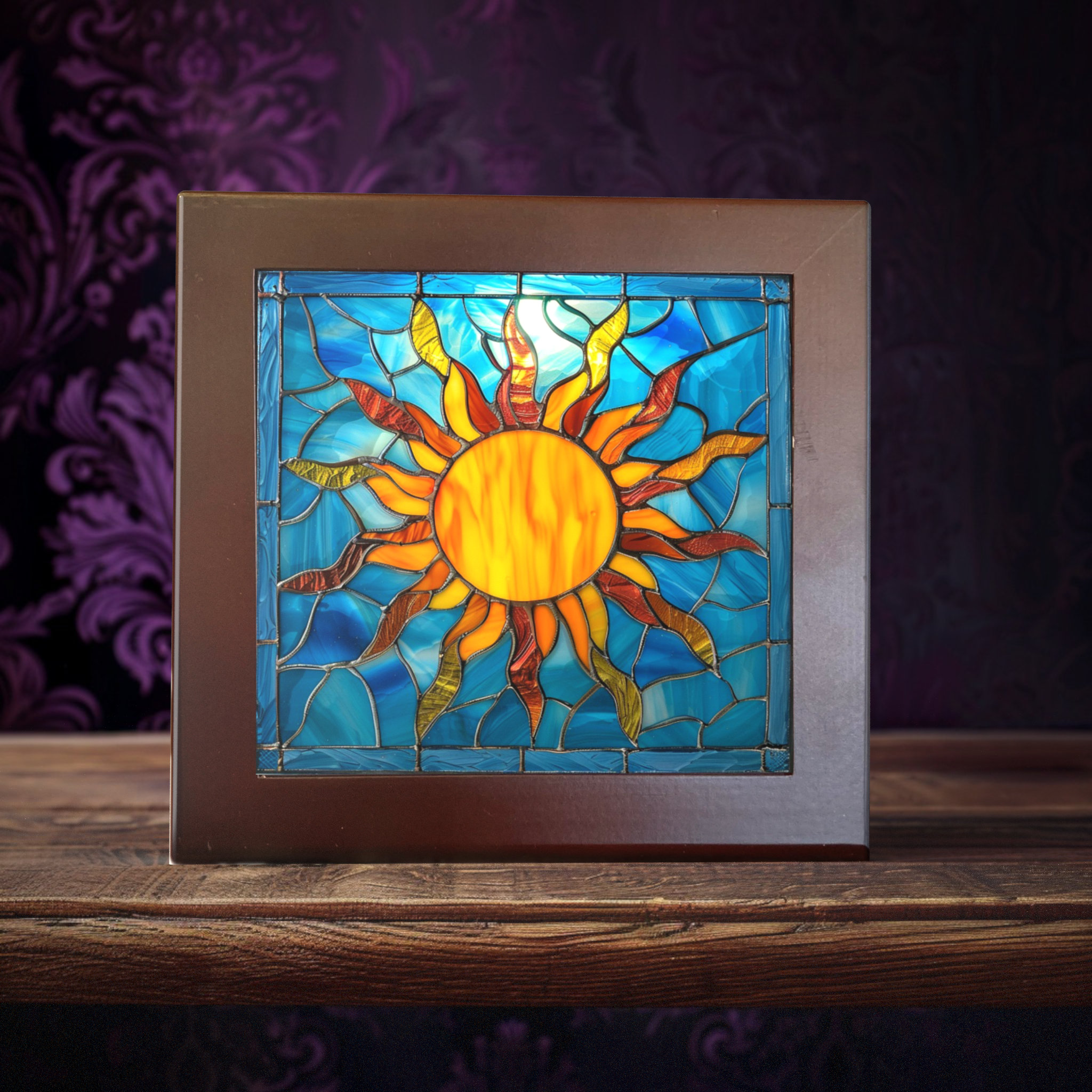 Solar Radiance Decorative Ceramic Tile Stained Glass-like Crafted ...