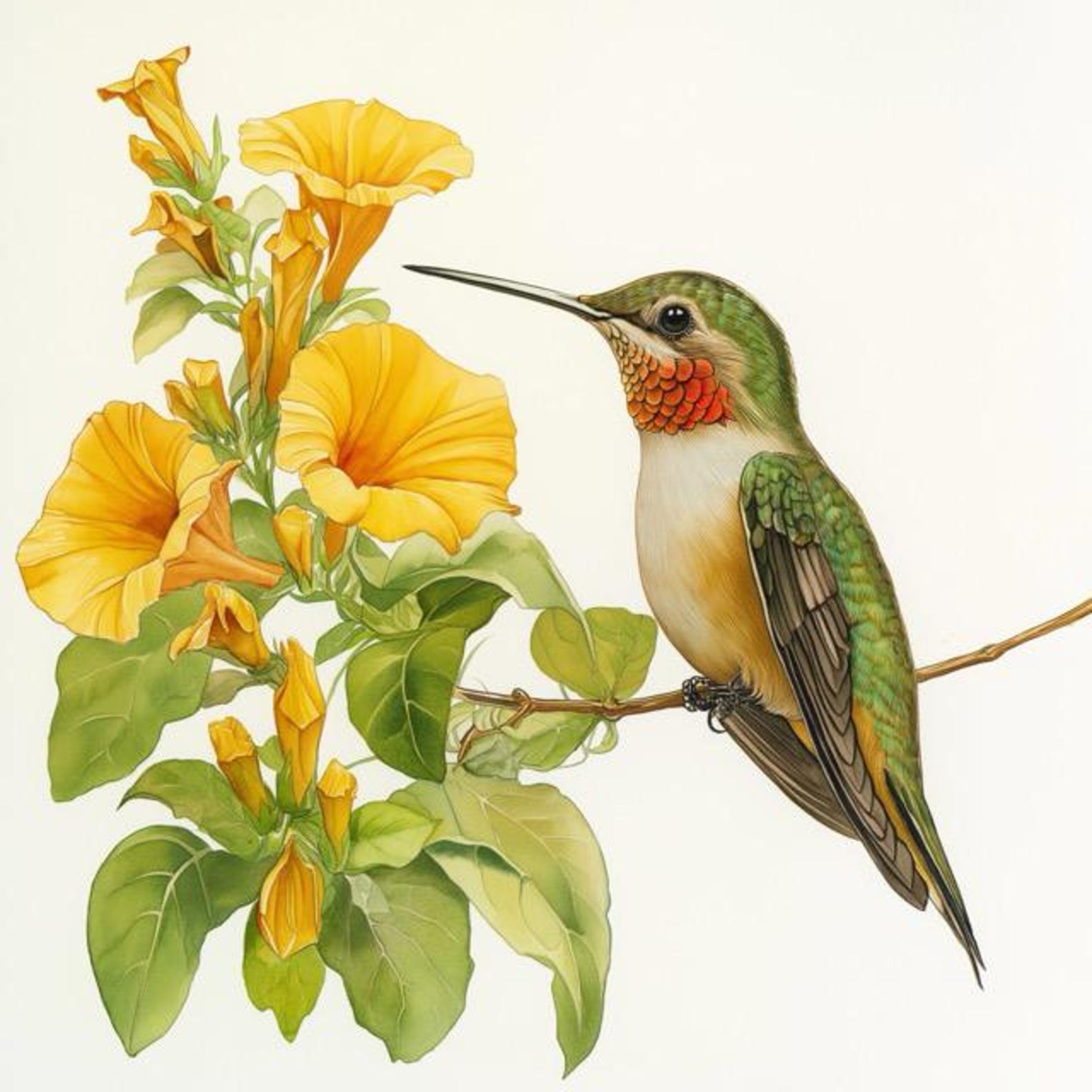 Flowery Hummingbird Collection -- Six 6-inch Tile Collection (6 Tiles ...