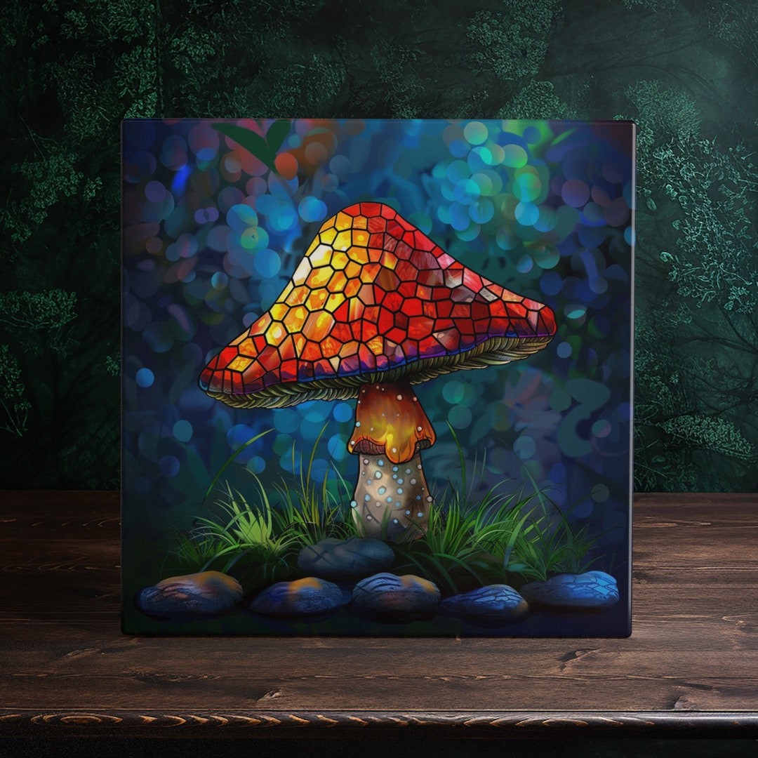 Mystical Mushroom Vibrant Ceramic Tile - Captivating Home Decor ...