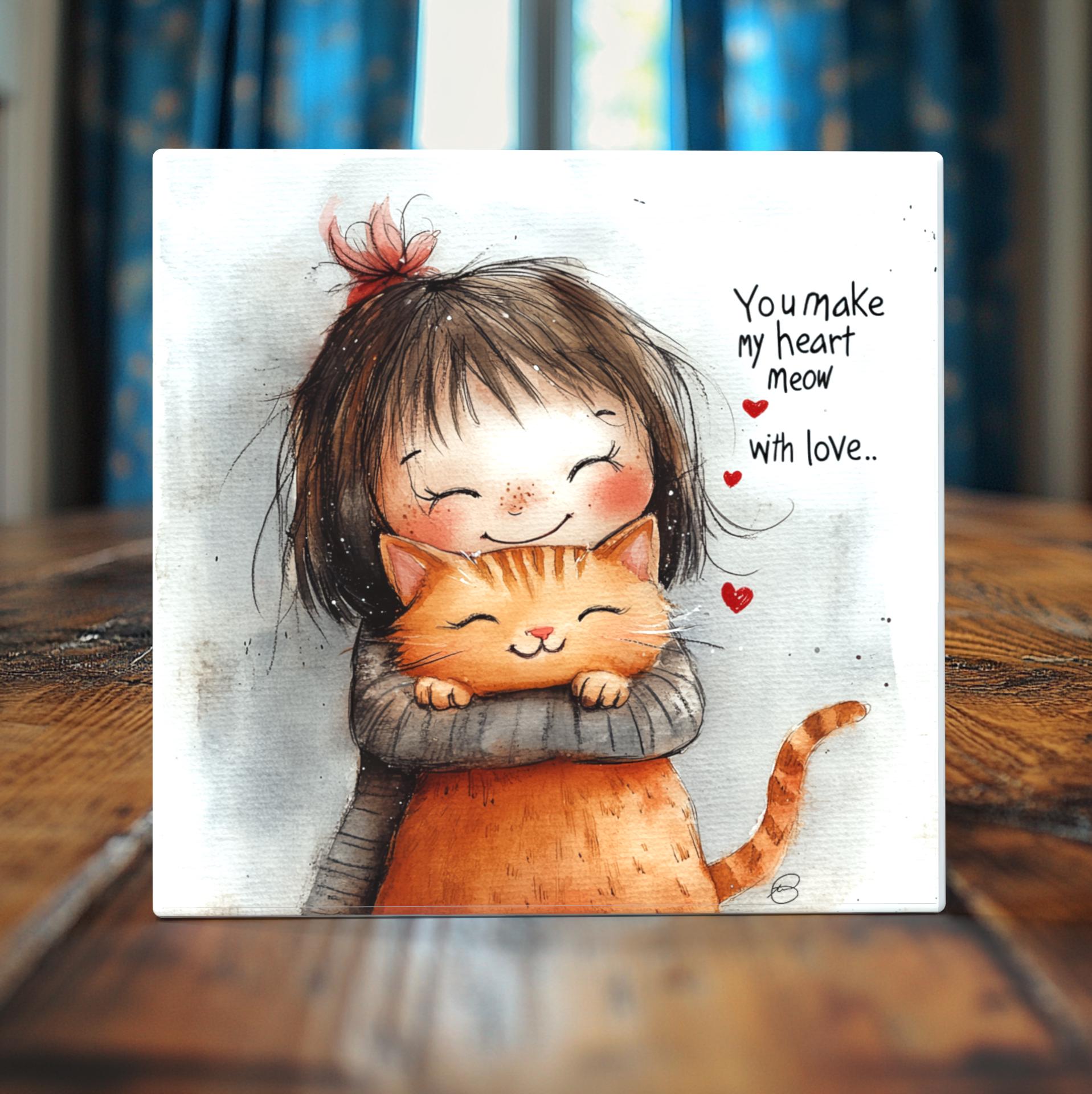 You Make My Heart Meow Ceramic Tile – Adorable Cat Lover’s Décor - Etsy