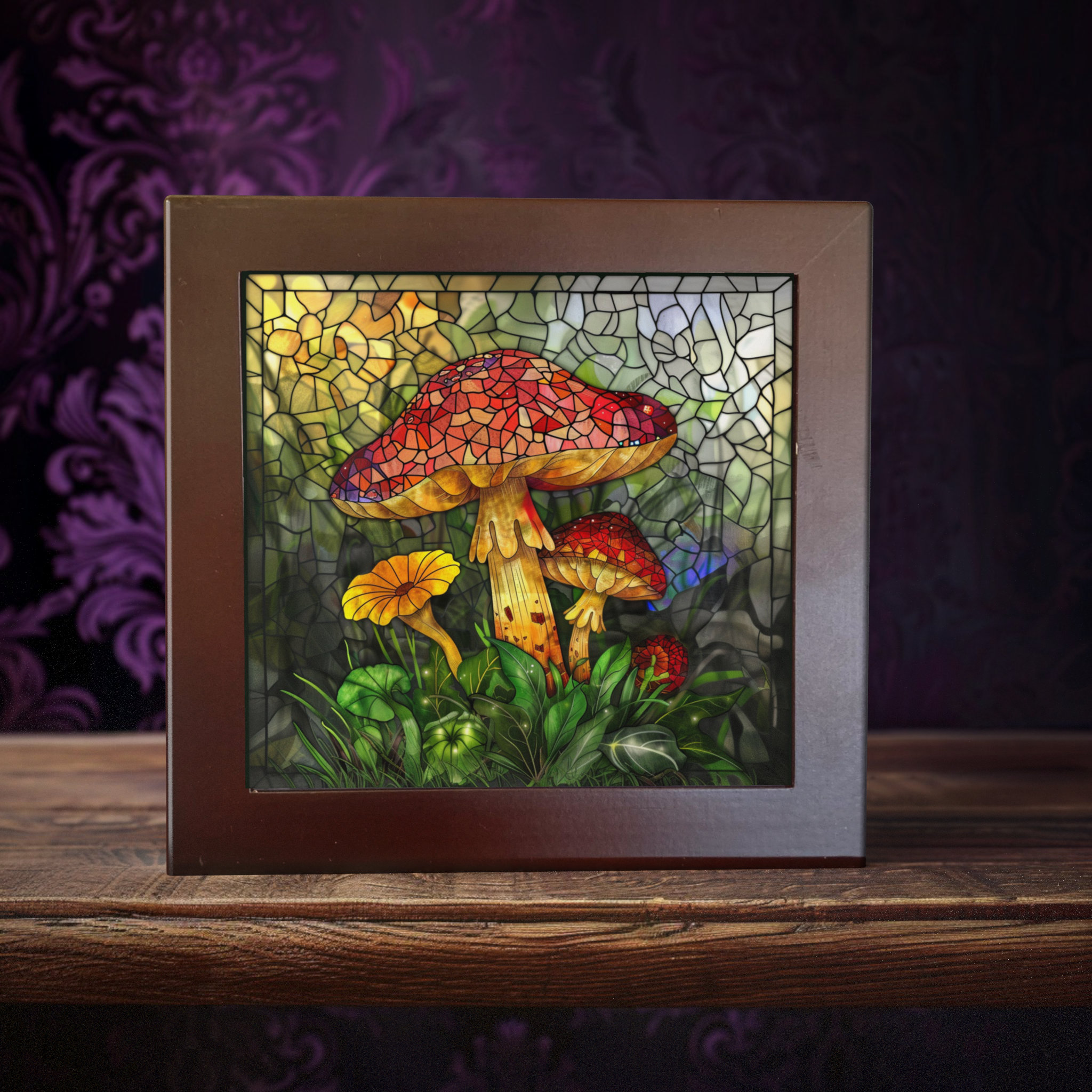 Enchanted Forest Mushroom Ceramic Tile - Mystical Home Decor | Peeping ...