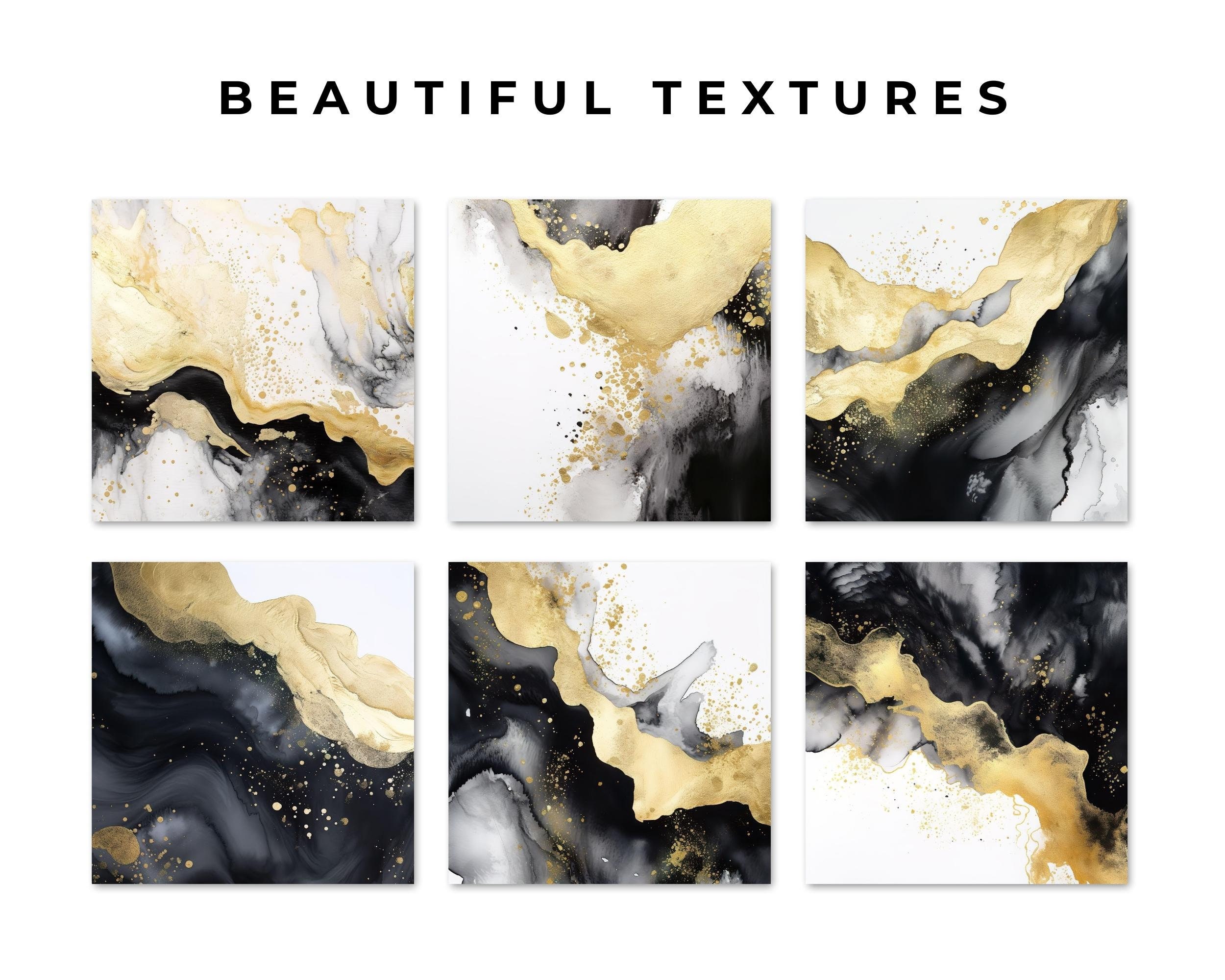Black and Gold Abstract Digital Papers - Luxurious Watercolor Designs ...