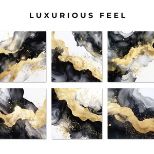 Black and Gold Abstract Digital Papers - Luxurious Watercolor Designs ...