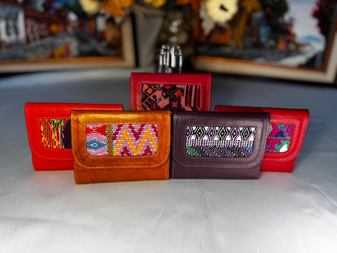 Handmade Leather Wallet W/ Guatemalan Textiles Gifts for Men, Holidays ...