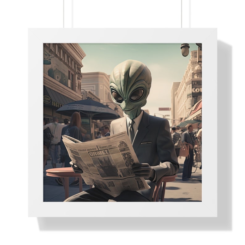 Green Alien Portrait 16x16, Alien Wall Art, Ufos, Business Aliens ...