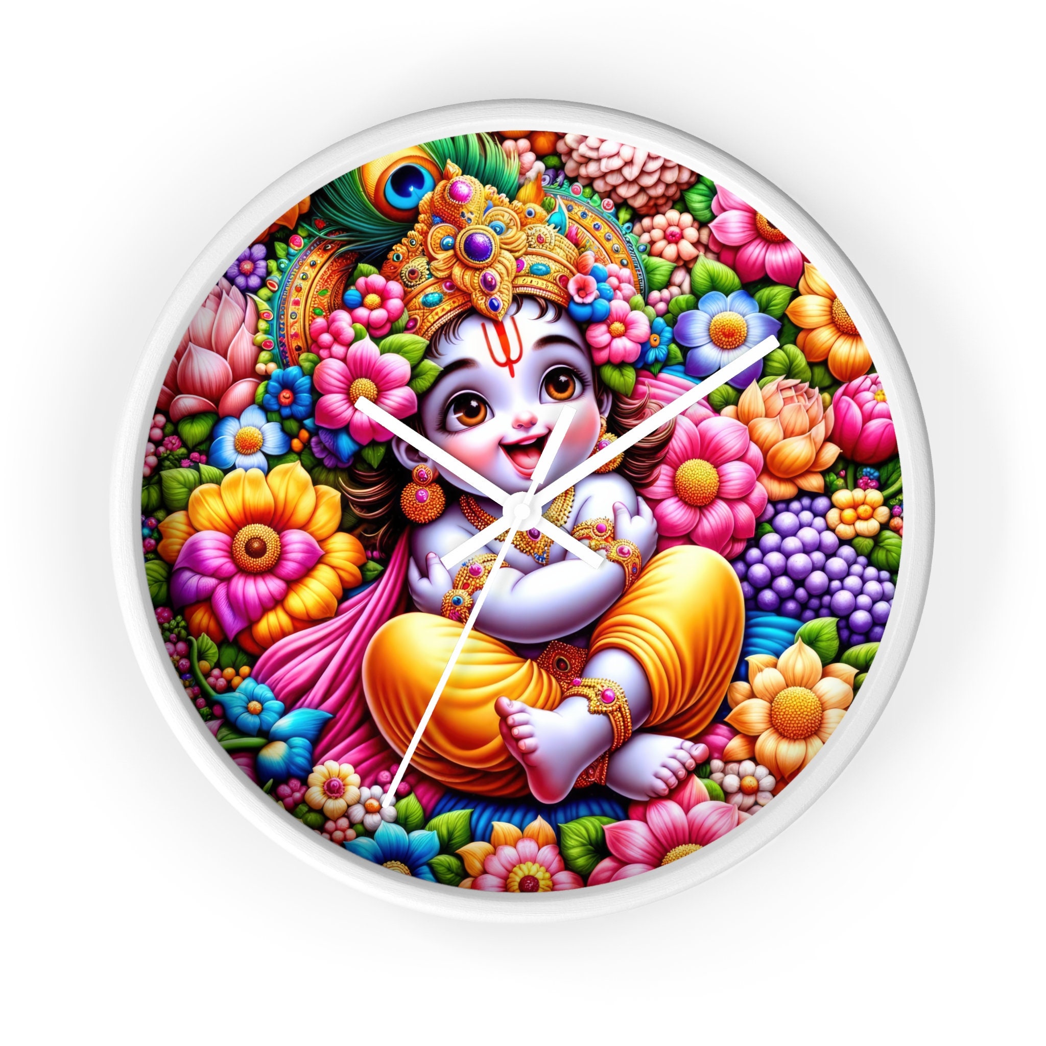 Baby Krishna Wall Clock, Krishna Wall Clock, Krishna Clock, Hindu Clock ...